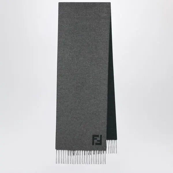 Fendi Grey/green Wool And Cashmere Scarf