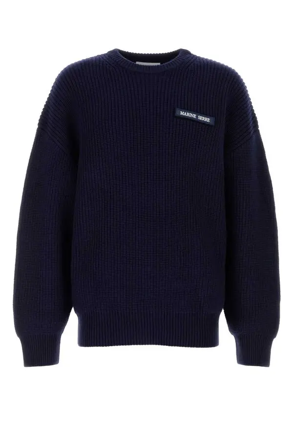 MARINE SERRE Navy Wool Sweater