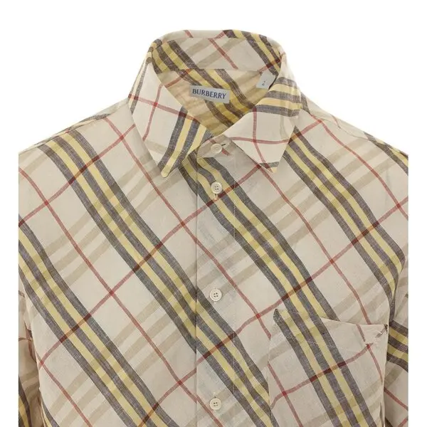 Burberry Check Short Sleeves Shirt - Cream