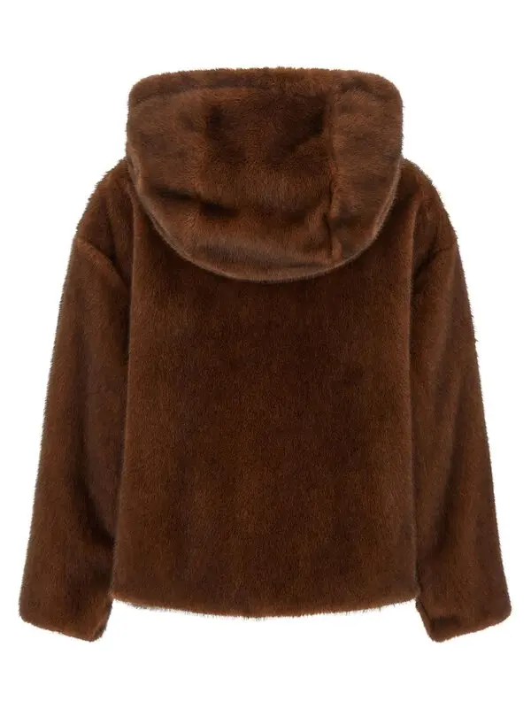 Herno Faux Fur Bomber Jacket - Brown