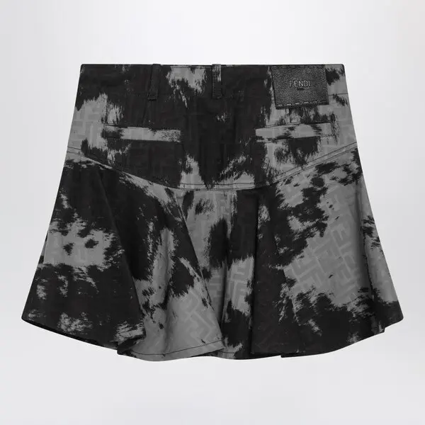 Fendi Ff Animalier Denim Skirt - Black