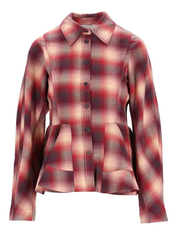 GANNI Checked Flannel Shirt - Red