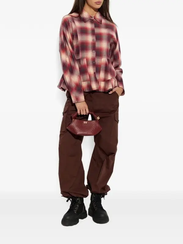 GANNI Checked Flannel Shirt - Red