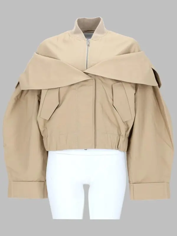 GANNI Cotton Bomber Jacket - Cream