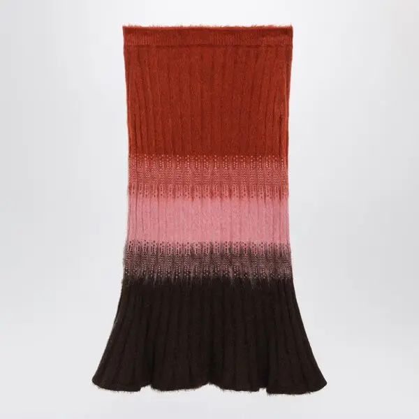 Fendi Multicoloured Mohair And Wool Skirt - Brown