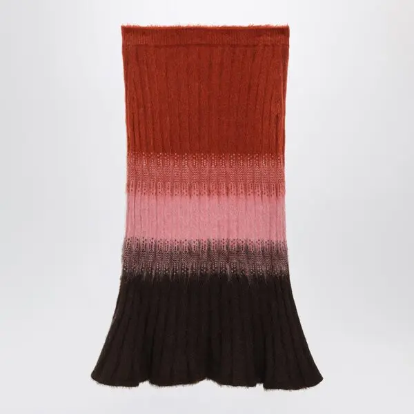 Fendi Mohair And Wool Midi Skirt - Brown