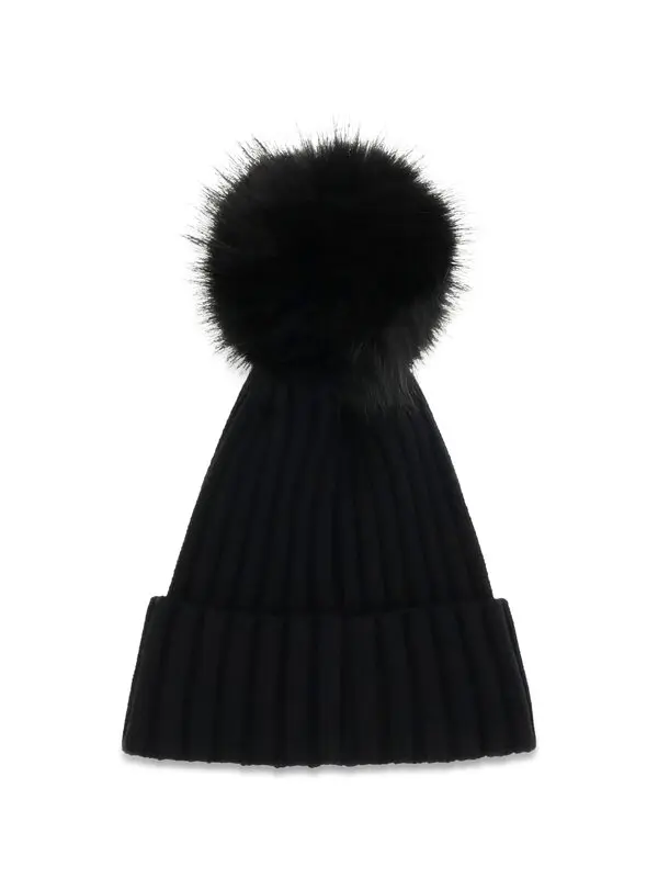 Moncler Wool Beanie With Pom Pon - Black
