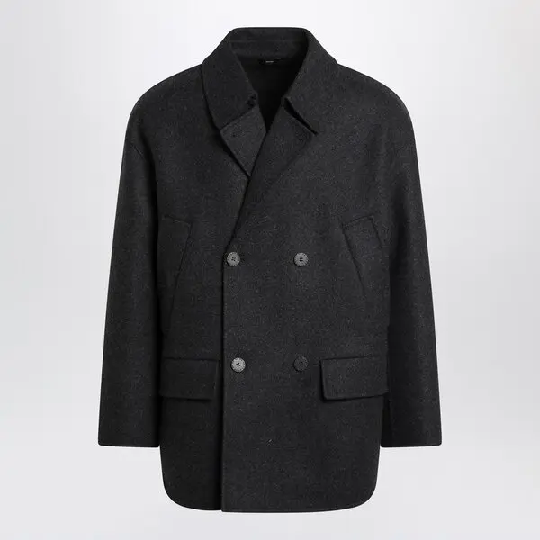 Fendi Double-breasted Caban In Slate Grey Wool