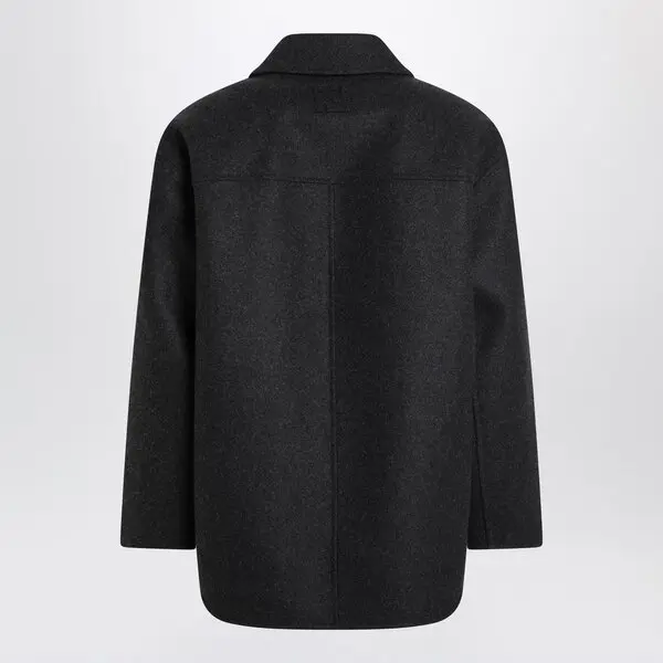 Fendi Double-breasted Caban In Slate Grey Wool - Gray
