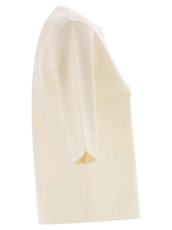 Max Mara Short-sleeved Logo Top - Cream