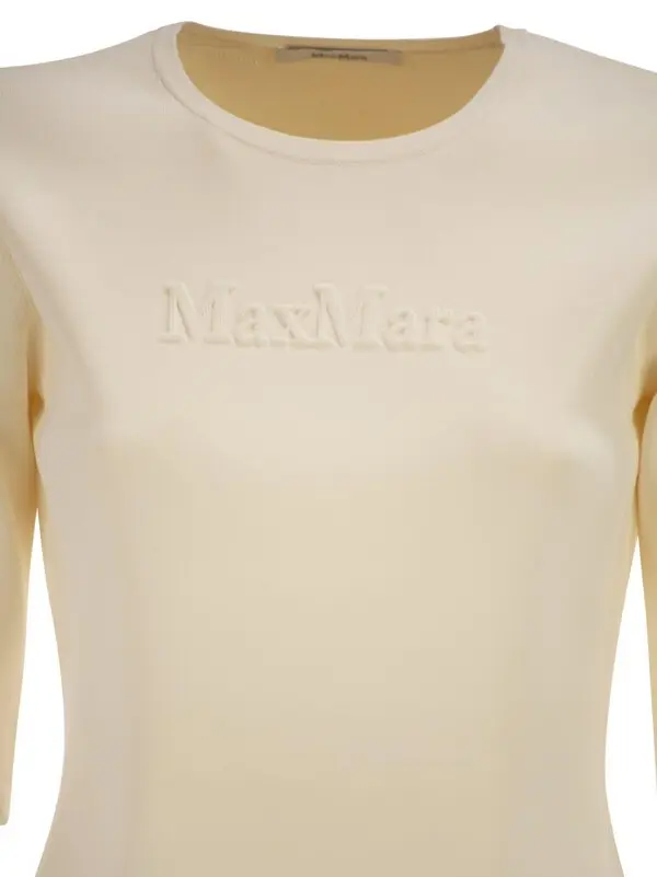Max Mara Short-sleeved Logo Top - Cream