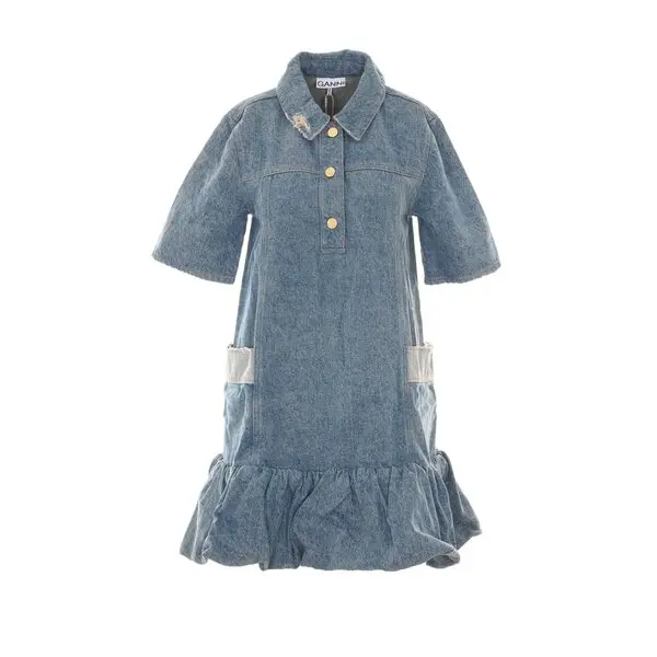 GANNI Patchwork Denim Dress