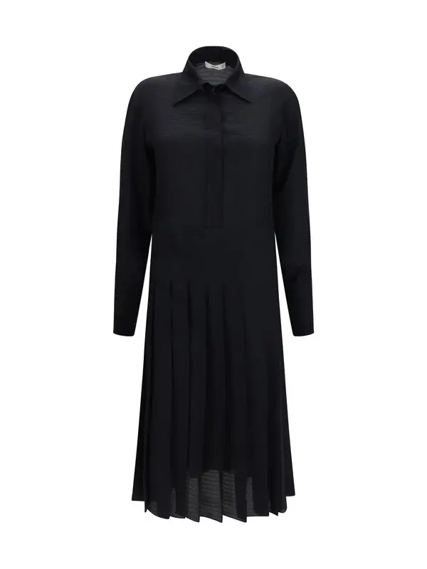 Fendi Long Jacquard Silk Dress - Black