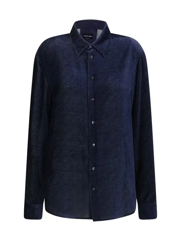 Giorgio Armani Silk Blend Devoré Velvet Twill Shirt