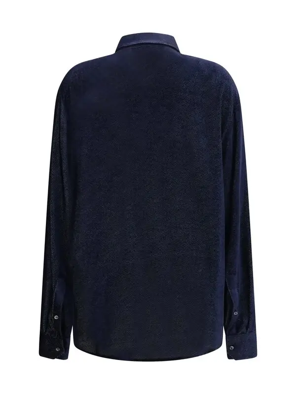Giorgio Armani Silk Blend Devoré Velvet Twill Shirt