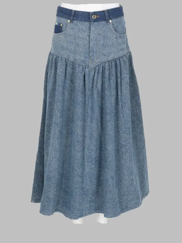GANNI Gonna In Denim Patchwork - Blue