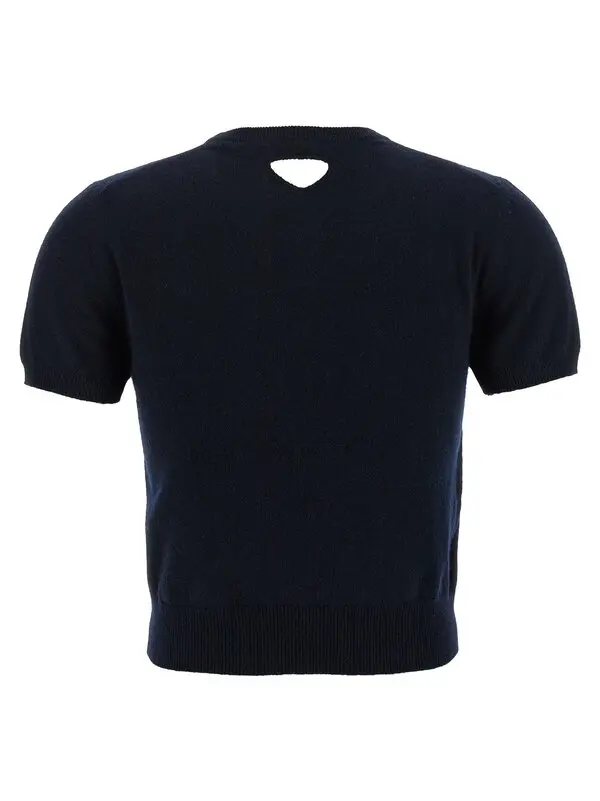 Prada Cashmere Cut-out Logo Sweater - Blue