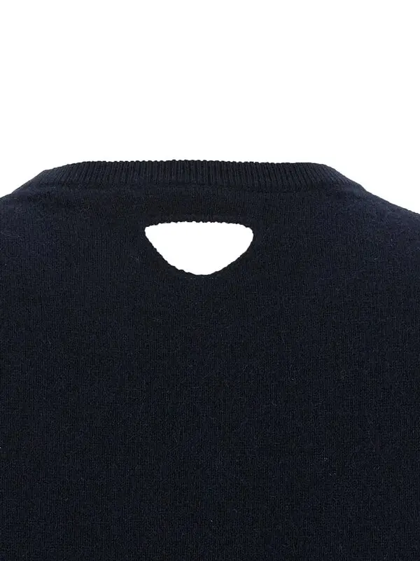 Prada Cashmere Cut-out Logo Sweater - Blue