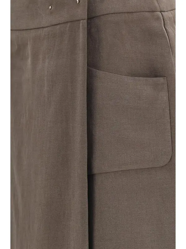 Giorgio Armani Silk And Wool Wrap Skirt - Brown