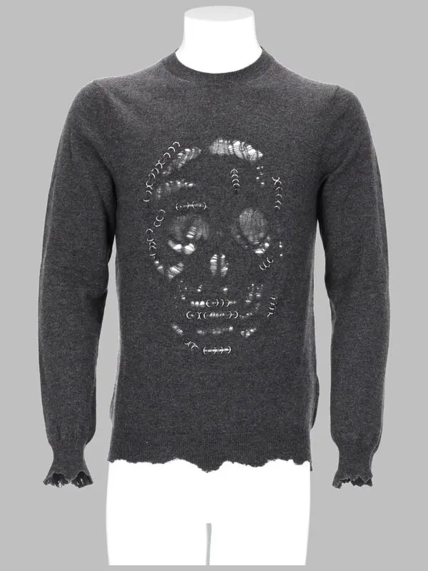 Alexander McQueen Maglia Skull Punk Piercing - Gray