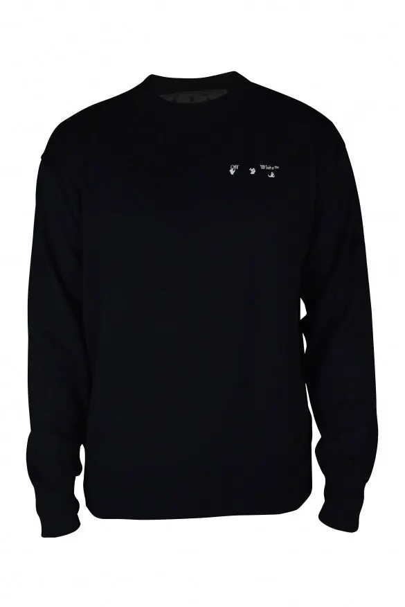 Off-White Cotton Crew Neck Sweater - Black