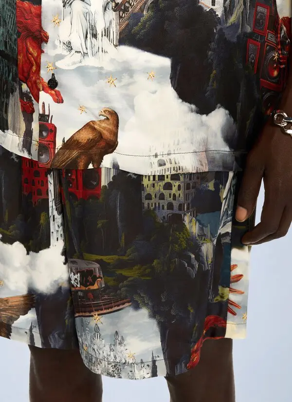 Off-White World Paint Viscose Bowling Shorts