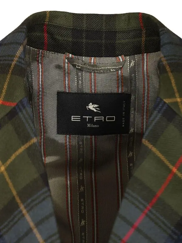 Etro Single-breasted Checked Wool Blazer - Multicolor