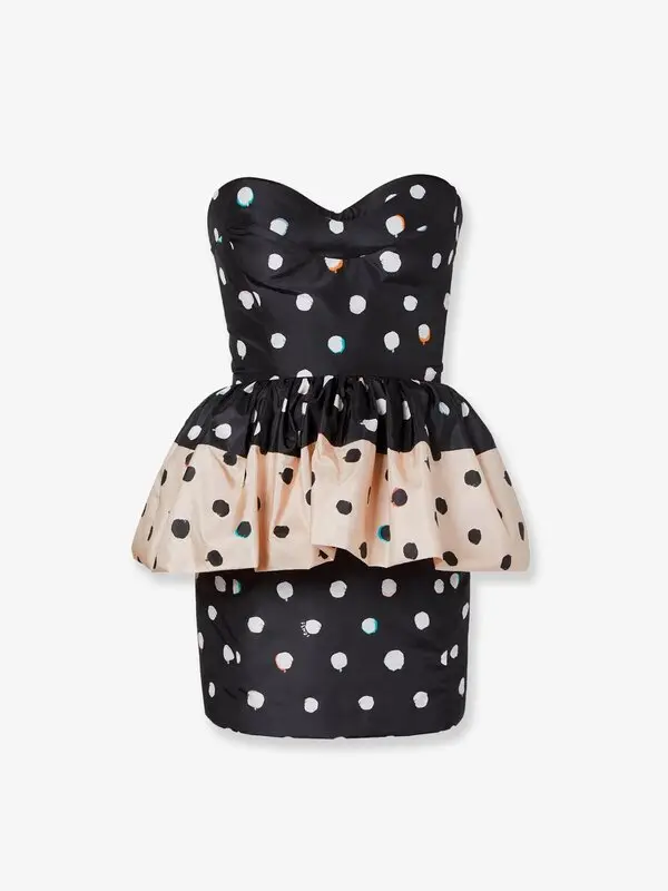 Fendi Falena Dots Taffeta' Bustier Dress - Black