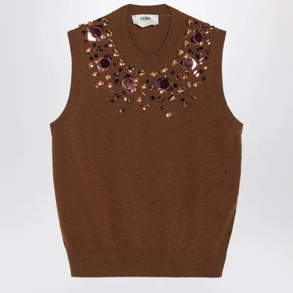 Fendi Rust Wool And Cashmere Gilet