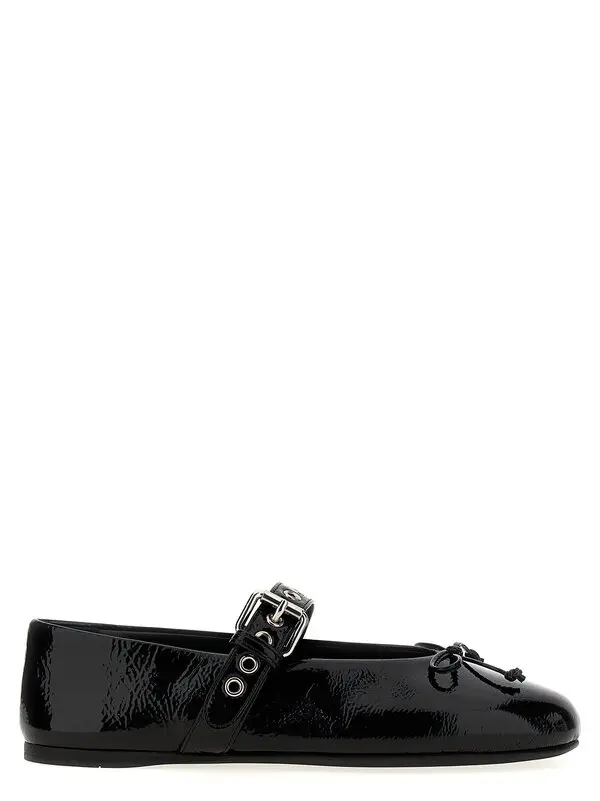 Miu Miu Buckle And Bow Ballet Flats