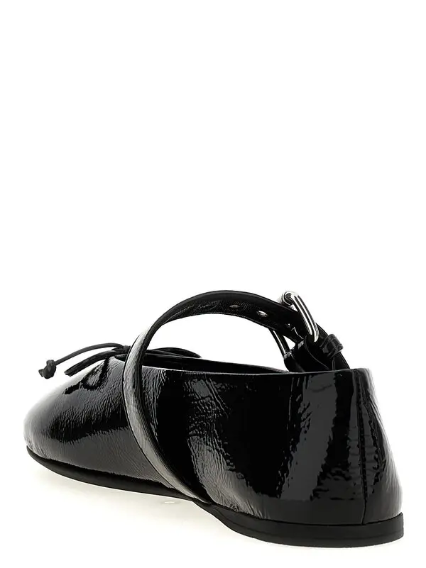 Miu Miu Buckle And Bow Ballet Flats - Black