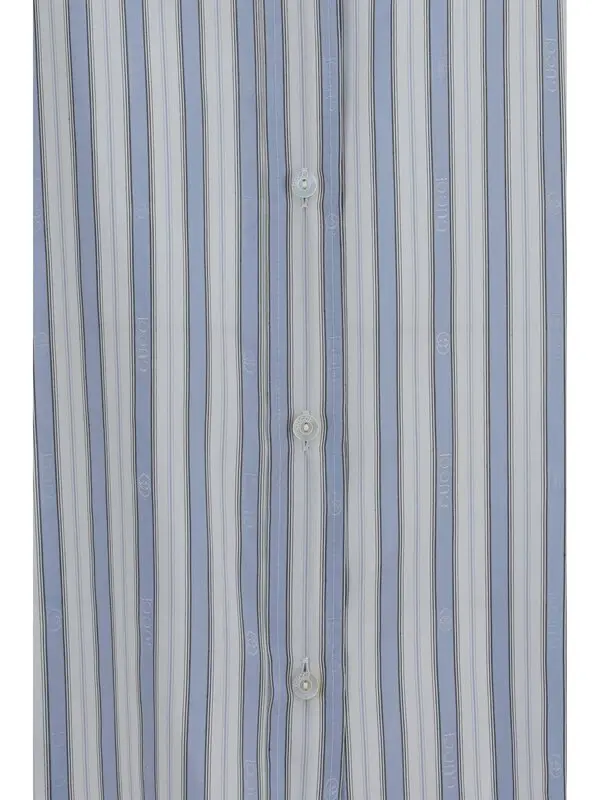 Gucci Silk Jacquard Striped Shirt - Blue
