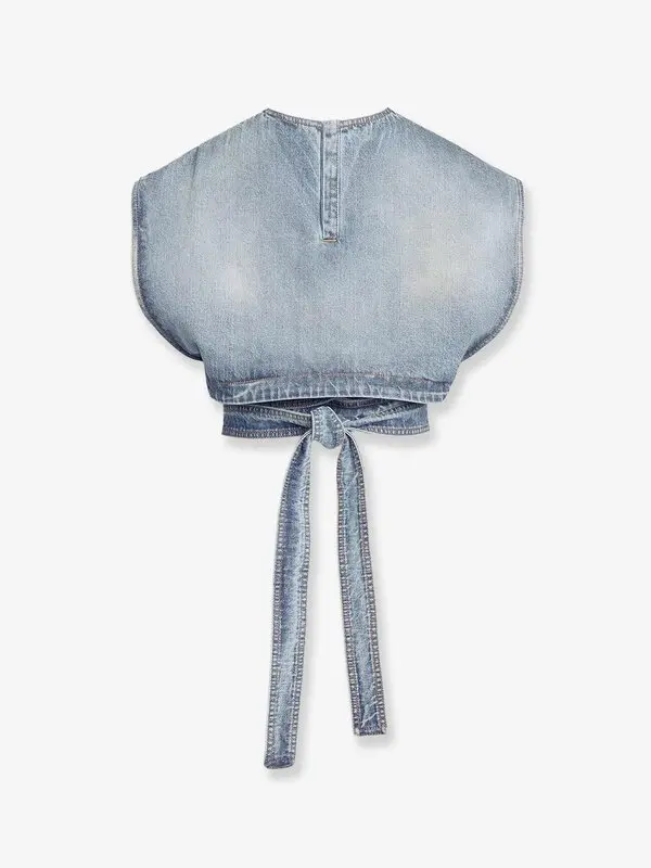 Alaïa Belted Denim Top - Multicolor