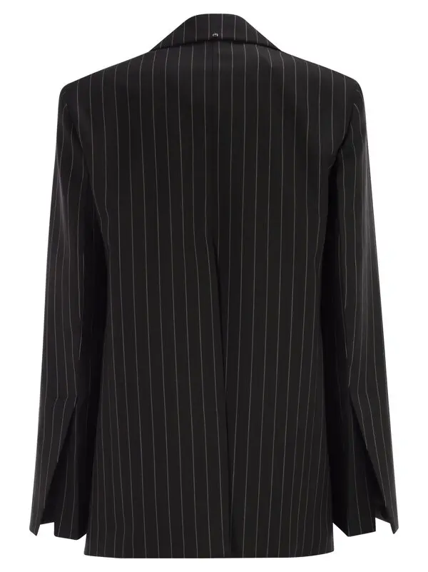 Sportmax Spxdivina Tailored Blazer In Pinstriped Gabardine - Black