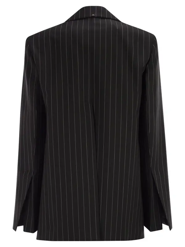 Sportmax Pinstriped Gabardine Tailored Blazer - Black