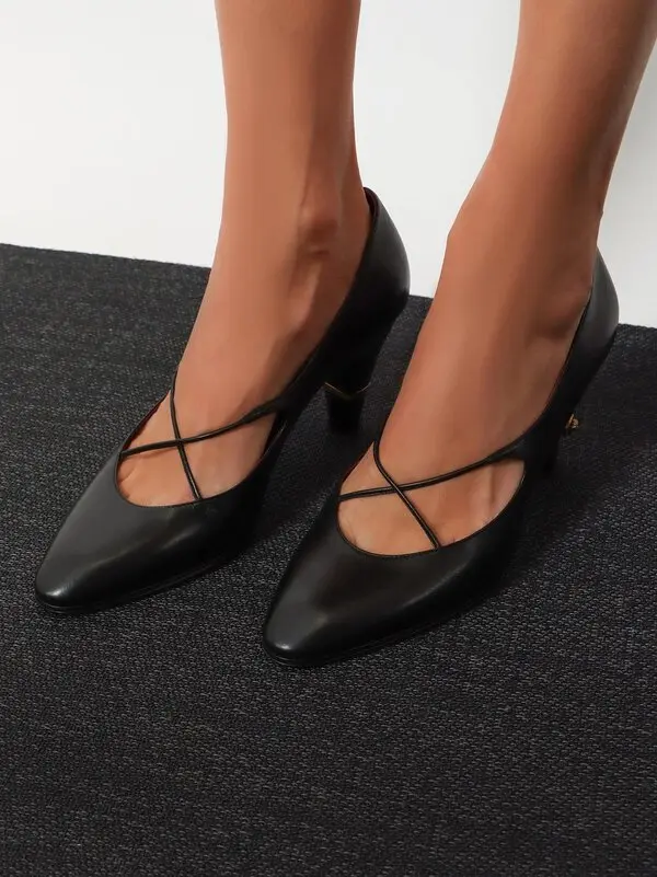 Versace Criss-cross Medallion Leather Pumps