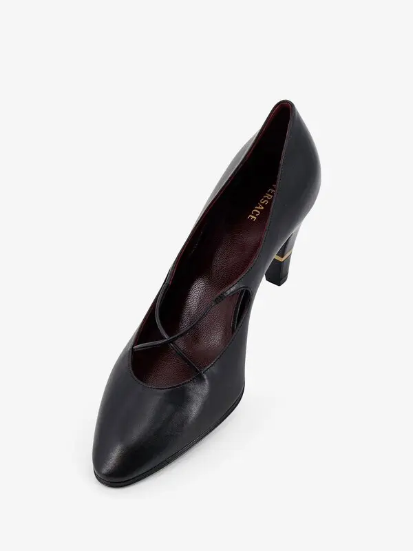 Versace Criss-cross Medallion Leather Pumps