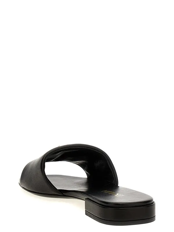 Prada Logo Leather Sandals