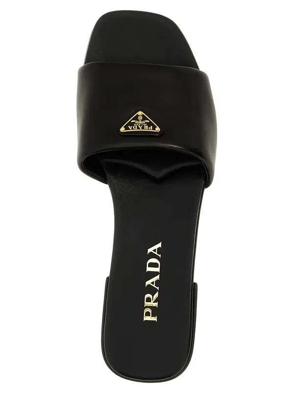 Prada Logo Leather Sandals