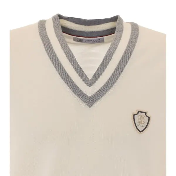 Brunello Cucinelli Knit Logo Vest - White