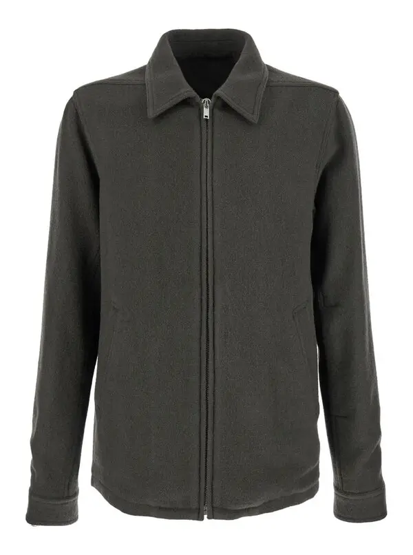 Rick Owens Brad' Green Jacket With Classic Collar In Wool