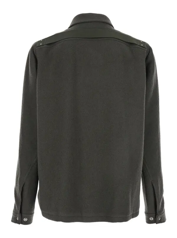 Rick Owens Brad' Green Jacket With Classic Collar In Wool