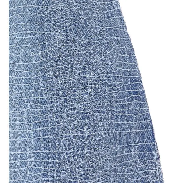 SELF-PORTRAIT Rhinestone Croc Effect Denim Mini Dress