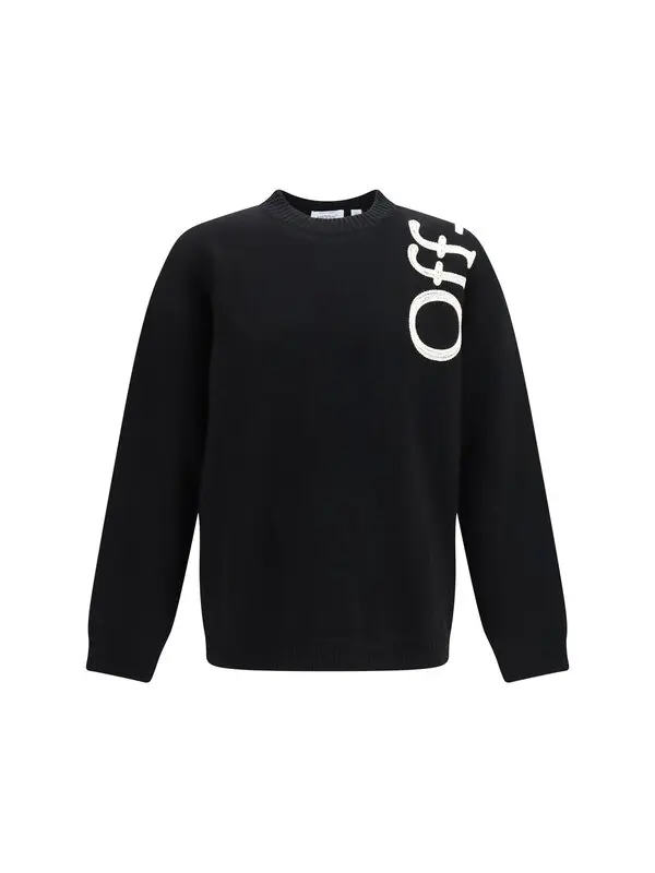 Off-White Vertical Bookish Logo Knit Crewneck - Black