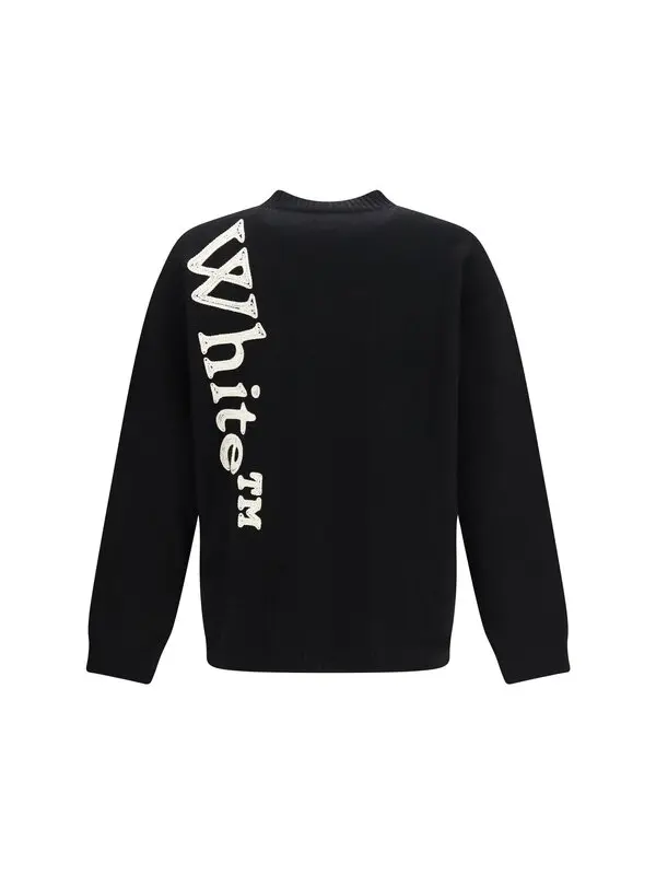 Off-White Vertical Bookish Logo Knit Crewneck - Black