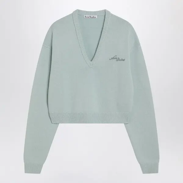 Acne Studios Faded Mint Wool V-neck Sweater - Green