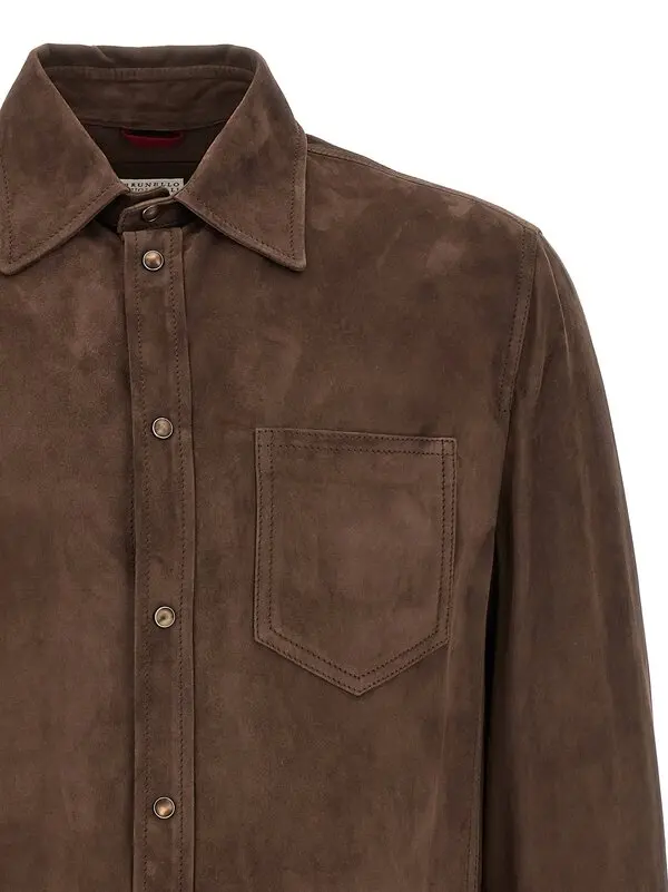Brunello Cucinelli Suede Overshirt - Brown