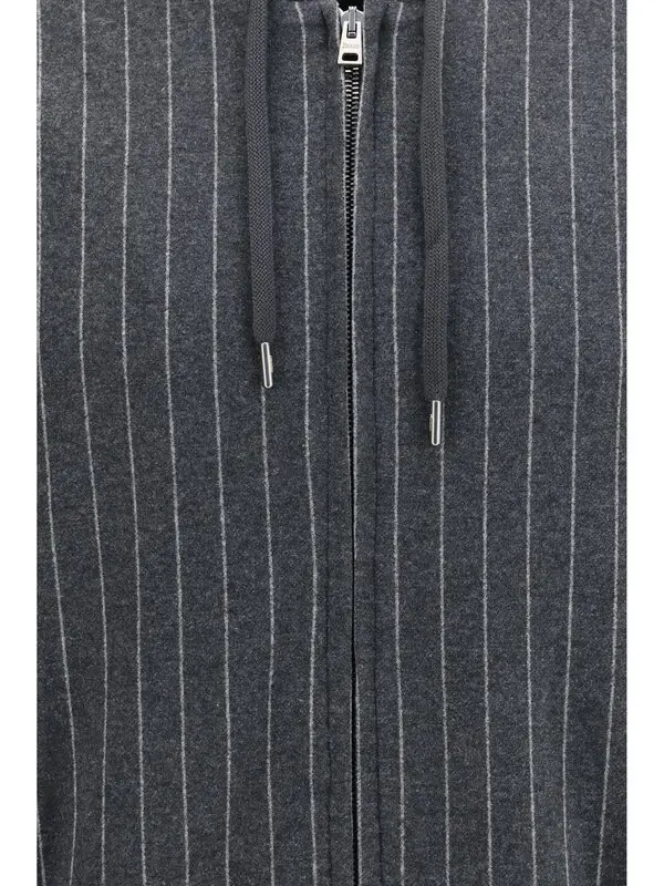 Herno Hooded Striped Zip-up Sweatshirt - Gray