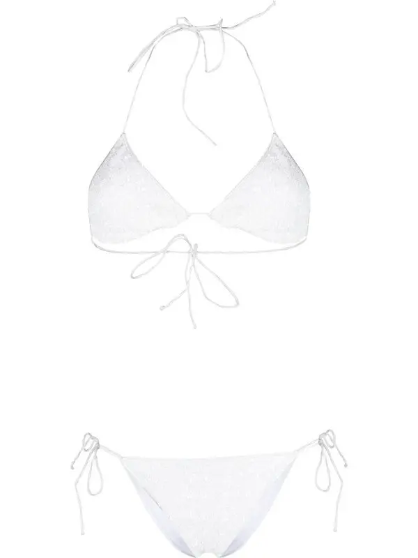 Oseree Sequined Micro Bikini - White