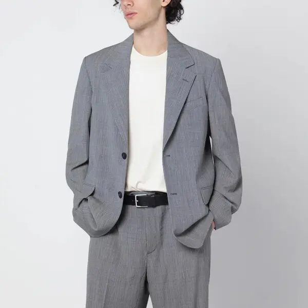GOLDEN GOOSE Grey Single-breasted Prince Of Wales Jacket - Gray